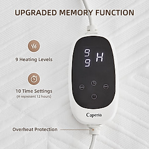 Caperia Multizone Waterproof Heated Mattress Pad, Individual Body & Feet Electric Mattress Bed Warmer 9 Heat Settings, 1-12 Hours Auto Off, Deep Pocket, Fast Heating, Machine Washable King, 78" x 80"