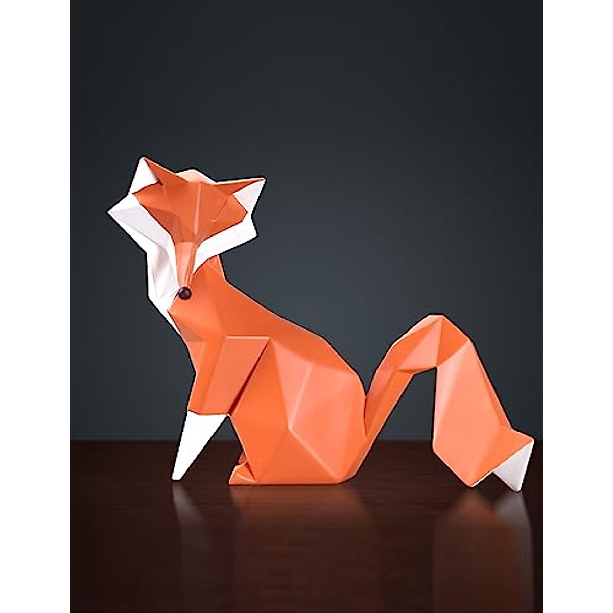 HAUCOZE Fox Figurine Gifts Geometric Sculpture Decor Animal Statue Gifts Polyresin Arts 8.0 inch