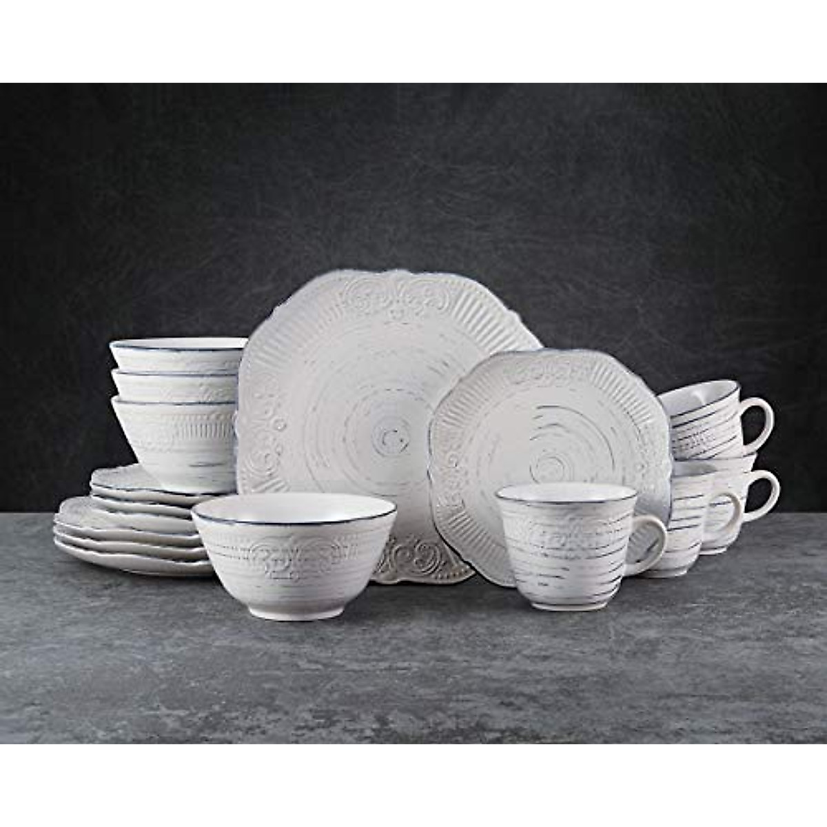 Pfaltzgraff Isabella 16 Piece Dinnerware Set, Gray