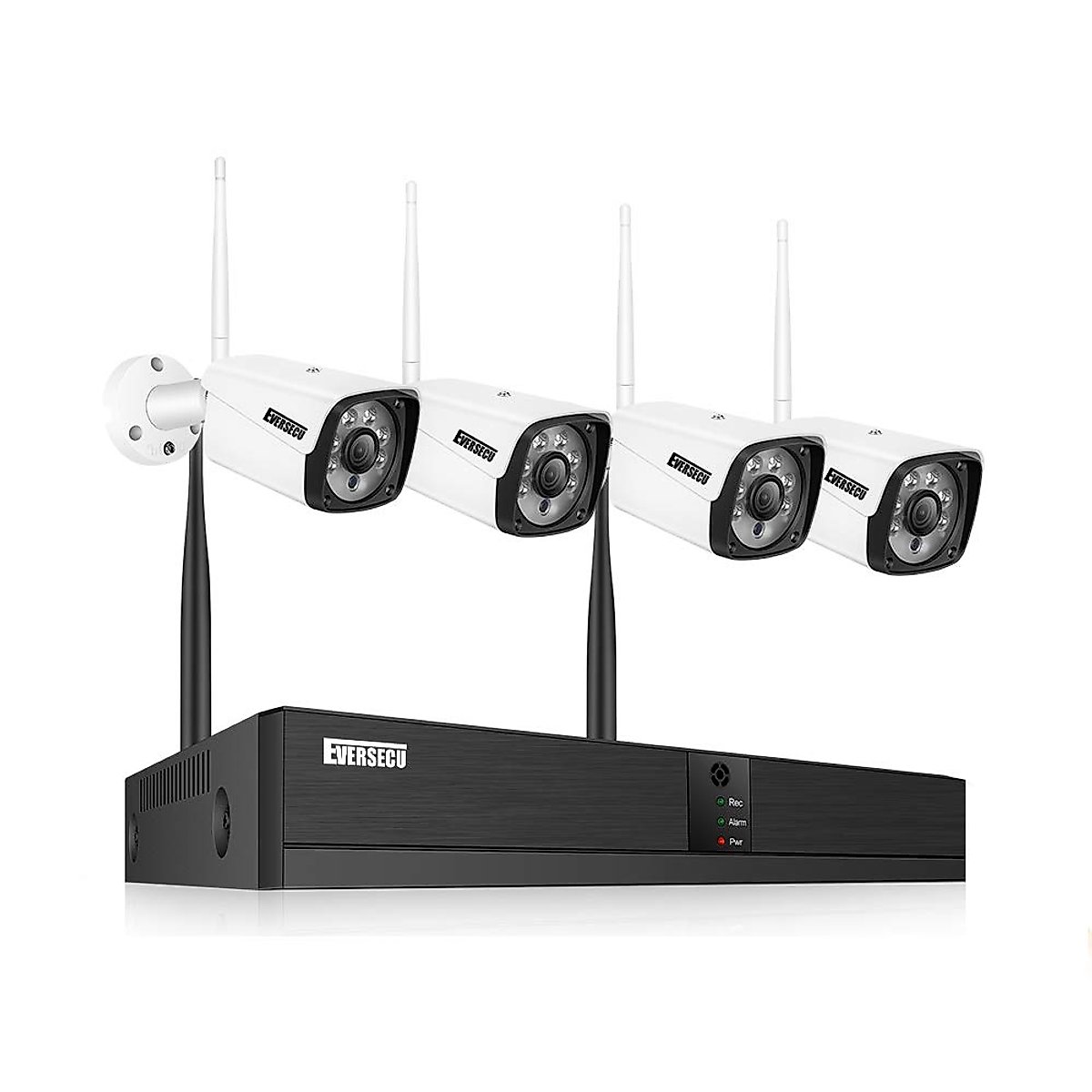 Eversecu 4CH Smart Wireless Security Camera System 4pcs 2K 3MP Outdoor Cameras & DVR Kit Support Face Capture/Record&Playback, Line Crossing/Intrusion Detection, Smartphone PC Remote View