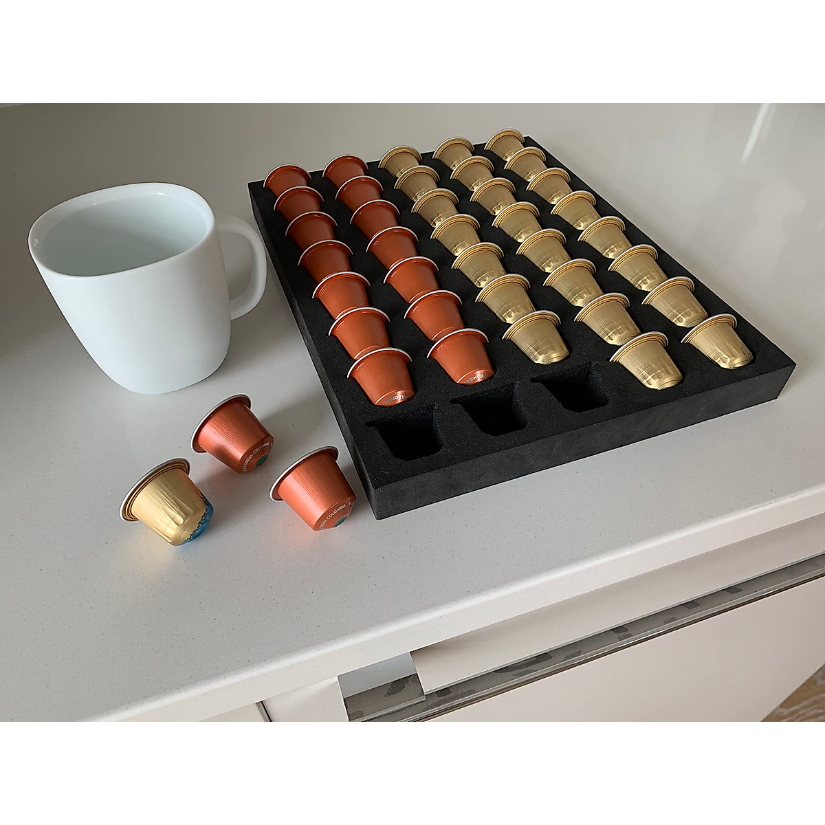 Coffee Pod Storage Tray, Organizer Compatible with Nespresso Original For Drawer or Countertop 40 Capsule Capacity