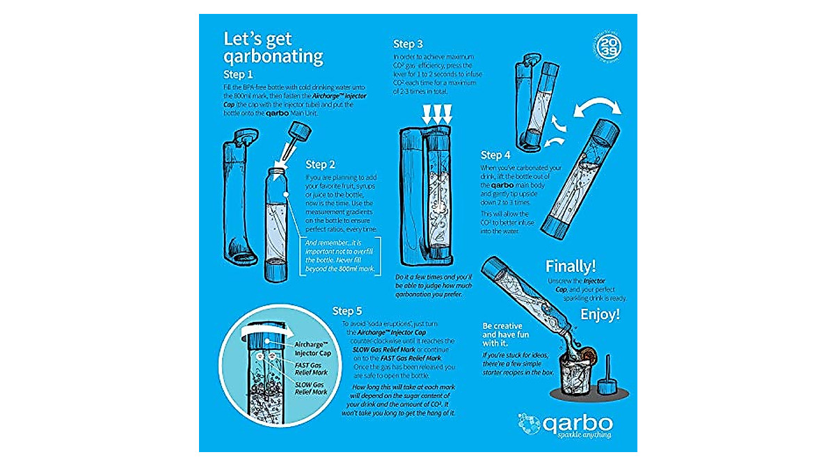 Twenty39 Qarbo Sparkling Water Maker - Effortless Fizz