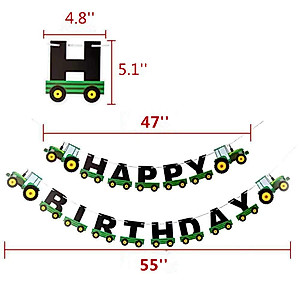 Tractor Happy Birthday Bunting Banner, Tractor Themed Birthday Party Supplies for Baby Shower Party, Birthday Party Decoration,Green
