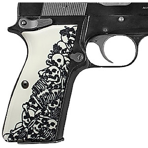 HOGUE 09032 Browning Hi-Power Scrimshaw Ivory Polymer Grip Panels, Boneyard