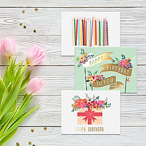 Sweetzer & Orange Gold Foil Bulk Birthday Cards Assortment – 24pc Bulk Happy Day flyers with Envelopes Box Set – Assorted Blank Birthday Cards for Women, Men, and Kids in a Boxed pack