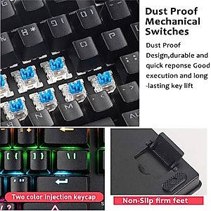 K917 RGB Mechanical Gaming Keyboard 87Key Retro Keyboard-Blue Switch-LED Backlit- Round Keycaps Anti-Ghosting Mechanical Illuminated Keyboard for PC Gaming and MAC (Retro-Black)