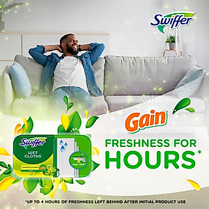 Swiffer Sweeper Wet Mopping Cloths, Multi-Surface Floor Cleaner with Gain Original Scent, 24 Count