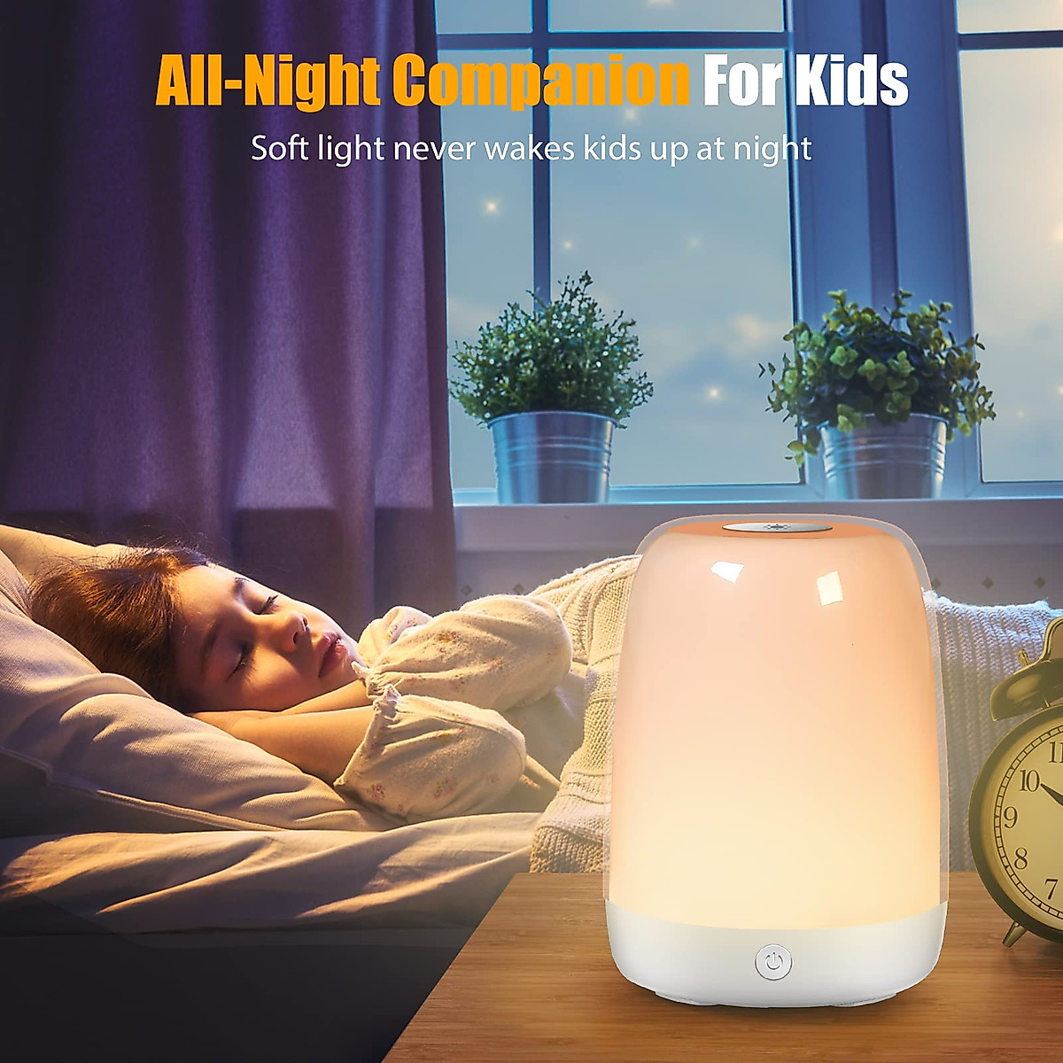 Orenic Nursery Night Light for Baby, Dimmable Warm Light & 5 Color Changing Touch Night Lamp, USB Rechargeable for Kids Room,Breastfeeding,Toddlers Bedroom