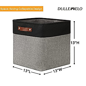 DULLEMELO Collapsible Bundle Baskets 4 Cube Baskets 13"x13"x13" + 6 Small Baskets 11.8"x7.9"x5.1"（Black&Grey)