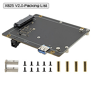 Geekworm for Raspberry Pi 4 SATA Storage, X825 V2.0 2.5 inch SATA HDD/SSD Expansion Board UASP Supported Compatible with Raspberry Pi 4 Model B 1GB/2GB/4GB/8GB Only(Not Include Raspberry Pi)