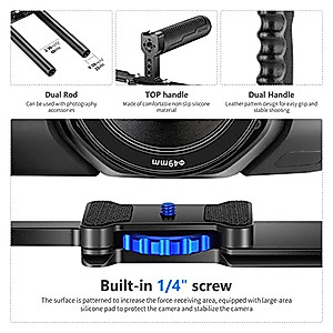 NEEWER Aluminum Alloy Camera Cage, Filmmaking Rig with Top Handle, Dual Grips & Arca Type Base, Compatible with Sony A7S III A7IV A6600 Canon EOS R5C R5 R6 DSLR/Mirrorless Cameras - VS107, Blue