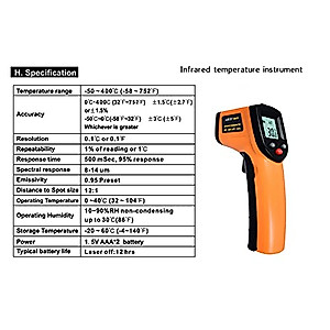 Infrared Thermometer Temperature Gun, Digital Thermometer Non-Contact Laser Infrared Ir Thermometer Gun(Not for Human) -58℉～752℉(-50℃～400℃) - Cooking Gun, Freezer Oven Thermometer