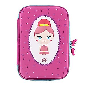 rockpapa High-Capacity Princess Pencil Case, Pencil Box, Storage Box for School Students Girls Teens Kids Toddlers Pink