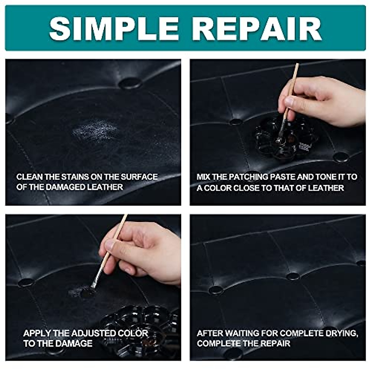 BONCART Leather Repair Kit for Sofa/Purse/Car Seat/Couch/Jacket/Furniture,Vinyl and Leather Repair Paste, Leather Filler, Leather Paint, Leather Scratch Repair,Provide Color Matching Guide