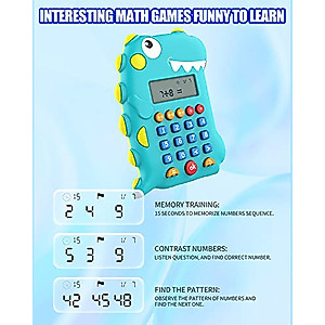 HONGID Electronic Math Games for Kids 4-6-8,Dinosaur Calculator for Kids with Music,Addition,Subtraction,Multiplication & Division,Learning Educational Toys Gifts for Boys Girls Age 4 5 6 7 8+