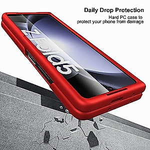 redluckstar Case for Samsung Galaxy Z Fold 5,Thin Slim Fit Matte PC with Non-Slip Built in Screen Protector Full-Body Protection Built in Screen Protection Phone Cover for Galaxy Z Fold 5 (Red)