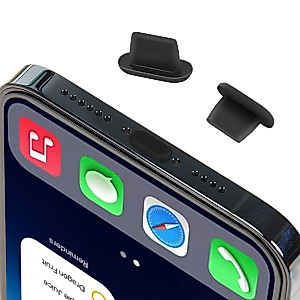CaseBuy 10x Anti Dust Plugs Compatible with iPhone 14, 14 Pro Max, 13, 13 Pro, 12, 12 Pro Max, 11, 11 Pro, X, XS, XR, 8, 7, iPhone Charging Port Dust Cover | Silicone iPhone Dust Plugs, Black