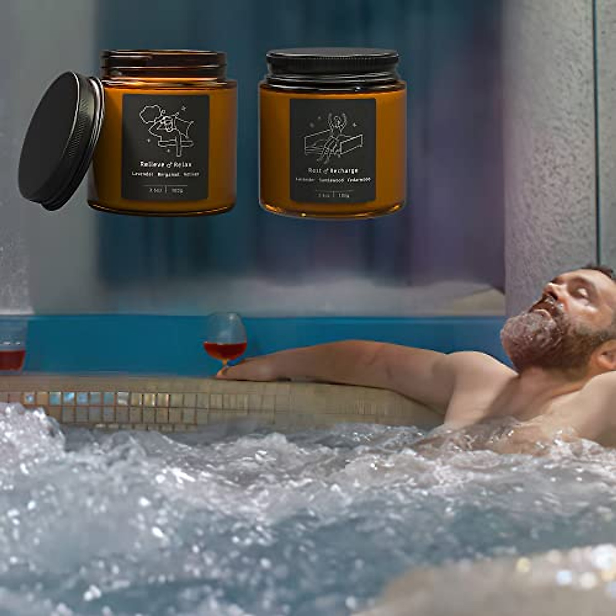 TRINIDa Relax & Recharge - Sleep Candles Gifts for Men, Aromatherapy Scented Candles Gift Set for Anxiety Relief & Promotes Sleep, Anniversary Birthday Bath Relaxation Candles Gifts for Men