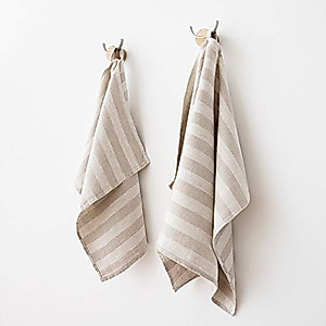 LinenMe Set of 2 Hand and Guest Towels Natural Striped Lucas, 13" x 20"