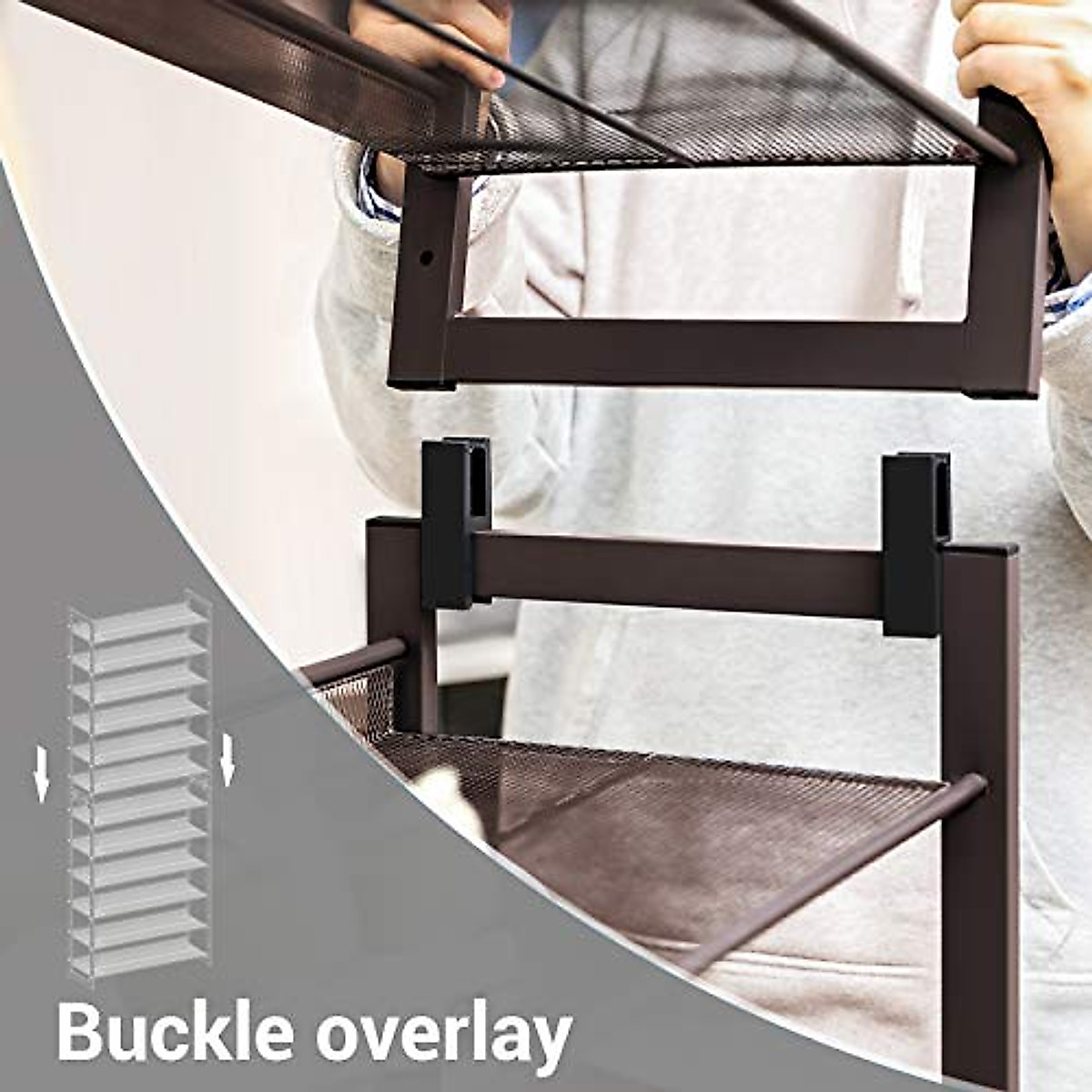 SONGMICS 6-Tier Shoe Rack Storage, Metal Shoe Organizer Stand for Garage, Entryway, Set of 2 3-Tier Stackable Shoe Rack Shelf, with Adjustable Flat or Angled Shelves, Holds 18-24 Pairs, Bronze