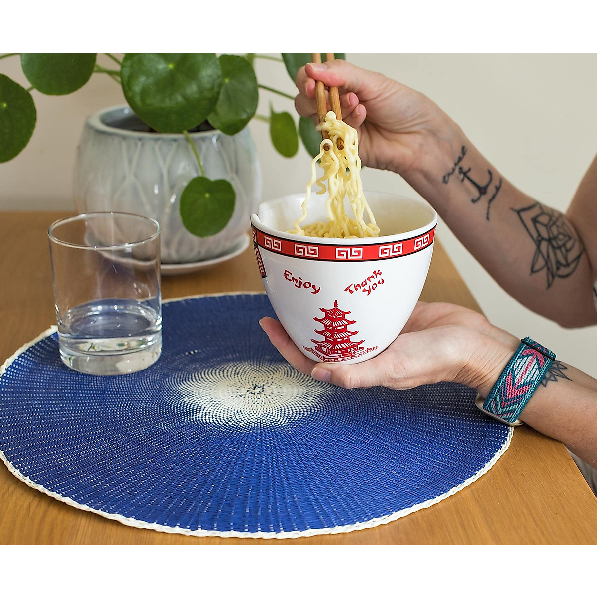 Bowl Bop Chinese Takeout Box Dinnerware Set | 16-Ounce Ramen Bowl, Chopsticks