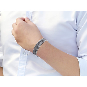 My Shape Classic Irish Celtic Knot Bracelet Antique Celtic Knot Cuff Bangle Irish Pattern Jewelry (Antique Silver)