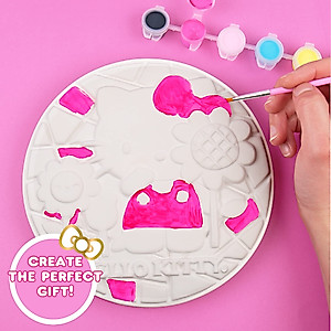 Sanrio Hello Kitty Paint Your Own Stepping Stone, Includes 7” 6 Paints & 1 Paintbrush, Cute Gifts for Kids Teens Girls Adults