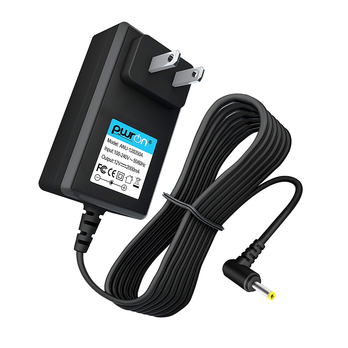 PwrON 6.6ft Cord 12V AC to DC Adapter Compatible with Sylvania 7" 9" 10" Portable DVD Player SDVD7014 SDVD7015 SDVD7027 SDVD8009 SDVD8727 SDVD8737 SDVD9000 SDVD8732 Charger Power Supply