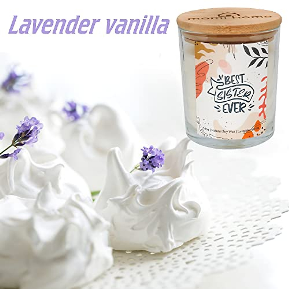 Happy Birthday Sister Scented Candle for Christmas- I Love You Sister Candle for Sister, BFF, Funny Sister in Law Birthday Gifts, 10 Oz (Lavender Vanilla - V2)