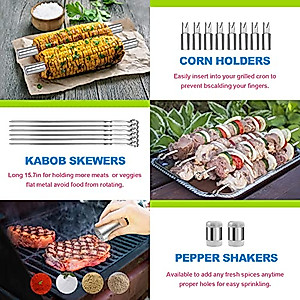 HaSteeL 32PCS BBQ Accessories Set, Stainless Steel Grilling Tools with Storage Bag, Complete Barbecue Utensil Kit for Backyard Outdoor Barbecue Camping, A Grilling Gift for Men & Women