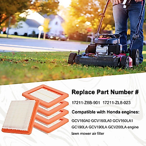FHSJXR 17211-Z8B-901 HRX217 Air Filter for Honda GCV160LA1 GCV190LA GCV160LAO Engine Harmony II HRR216 HRX217 HRR216K9VKAA HRS216 HRN216 Walk Behind Mower, GC135 GC160 Lawn Mower Air Cleaner
