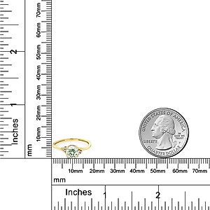 Gem Stone King 10K Yellow Gold Green Prasiolite and Diamond Accent Engagement Ring (1.00 Ctw Round) (Size 6)