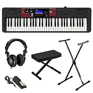 Casiotone CT-S1000V 61-Key Piano Style Portable Keyboard Bundle with Stand, Bench, Studio Monitor Headphones, Sustain Pedal