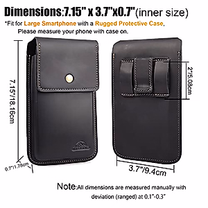 Topstache X-Large Leather Phone Holster for Belt,S23 Ultra S23 Plus Belt Clip Holder for Men,Leather Phone Pouch for iPhone 14 Pro Max,Universal Smartphone Holster for Phone with Protective Case
