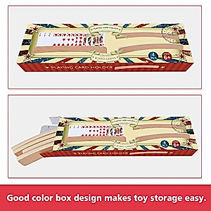 GOTHINK Set of 4 - Wood Curved Playing Card Holder for Kids Adult Seniors Solid Wood Cards Holders for Playing Cards 13.4 x1.4 x 0.5 Inch Non Slip Card Deck for Bridge Canasta Strategy Card Games