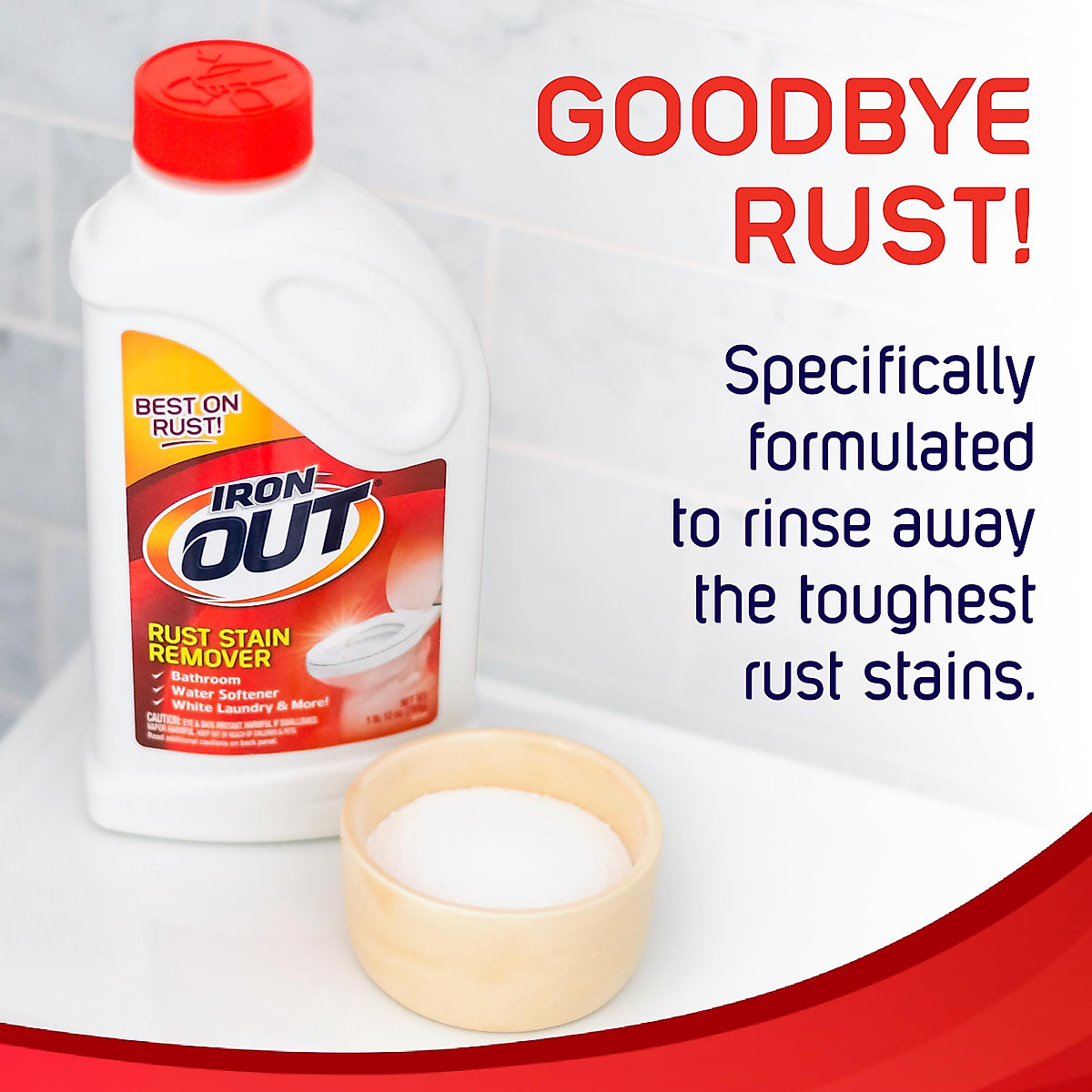 Iron OUT Powder Rust Stain Remover, Remove and Prevent Rust Stains in Bathrooms, Kitchens, Appliances, Laundry, and Outdoors, white, 4.75 lbs.