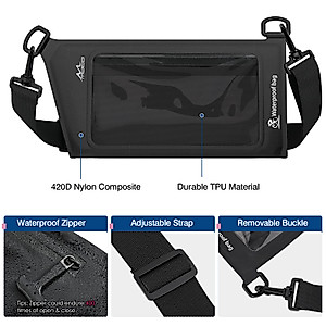MoKo Waterproof Phone Pouch Wallet Bag, IPX8 Adjustable Sling Chest Crossbody Bag for Men Women Nylon Water-Resistant Dry Bag Case for Water Sports Boating Fishing Cycling Snorkeling Kayaking Beach