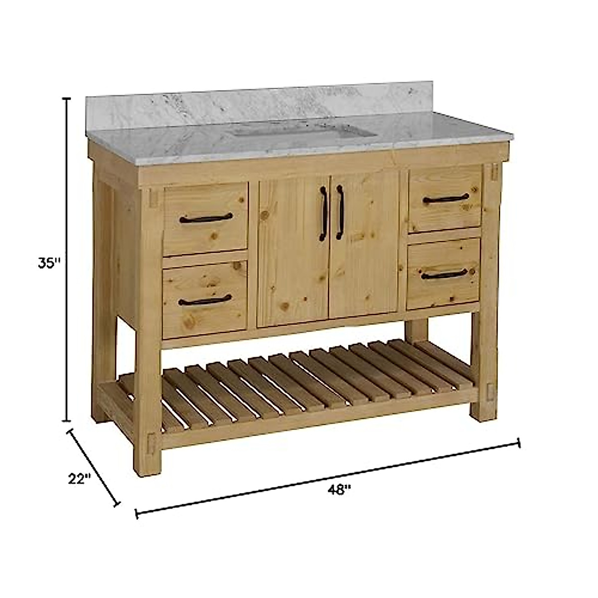 Birmingham 48-inch Bathroom Vanity (Carrara/Driftwood): Includes Driftwood Cabinet with Authentic Italian Carrara Marble Countertop and White Ceramic Sink