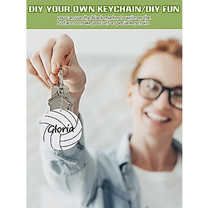 Taiyin Acrylic Volleyball Keychains Bulk Volleyball Party Favors for DIY Christmas Backpacks Gift Team(White,18 Pcs)