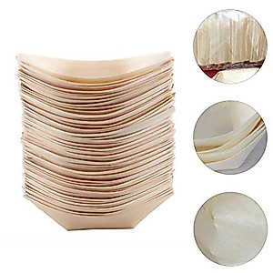 Hemoton 100pcs Bamboo Wooden Boat Disposable Sushi Boat Wooden Boat Serving Tray Sushi Tray Food Container Wood Bowl Cake Tool 3inch
