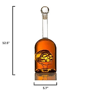 Skull Decanter in Bottler Skull Head by The Wine Savant 750ml, Skull Bottle Skull Face Enlarges with Whiskey, Tequila, Bourbon Scotch or Rum - Great Gift for Any Bar!