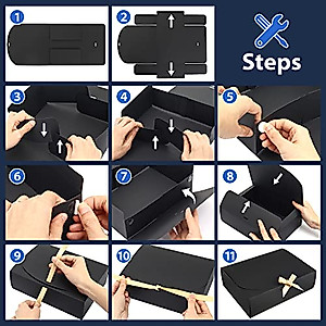 SWANGSA 11 Set Gift Boxes with Lids, 10.6''x8''x3'' Blue Kraft Paper Gift Boxes For Presents, Bridesmaid Proposal Box with Ribbon and 60pcs Adhesive Dots, for Wedding, Packaging wedding favors, Present, Birthday, Cupcake Boxes