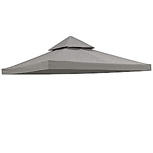 Yescom 8'x8' UV30+ Gazebo Canopy Replacement Top Cover Grey for Dual Tier Outdoor Patio Garden Tent Y0088T09