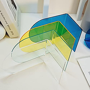 Kelendle Plastic Acrylic Bookends Pair Clear Book Ends for Shelves Book Stopper Desktop Organizer Bookshelf Decor Decorative Bedroom Library Office School Supplies Stationery Gift Yellow