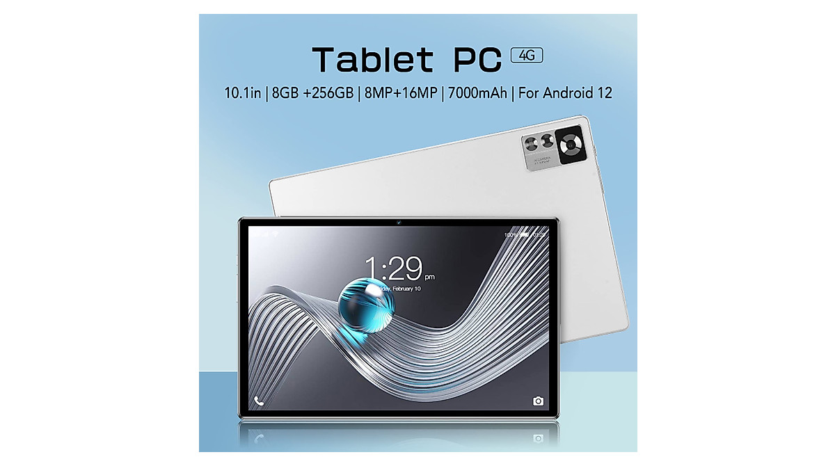 DAUZ 10.1 Tablet, 8GB RAM 256GB ROM White 7000mAh 100‑240V Octa Core 4G ...