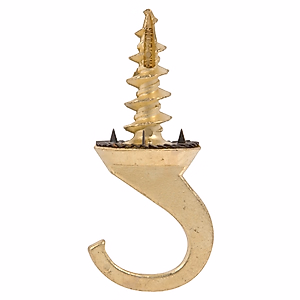 The Hillman Group 122413 Brass Driller Hook Ceiling Hanger, 1-Pack, Large