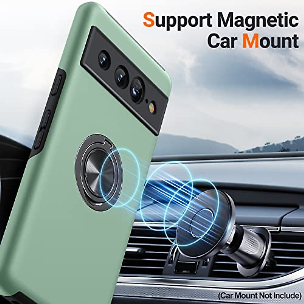 KOVASIA Designed for Google Pixel 7 Pro,Case with 360° Ring Stand, Multi-Layer Protective Case, Shockproof Cover for Google Pixel 7 Pro Case,Dark Green