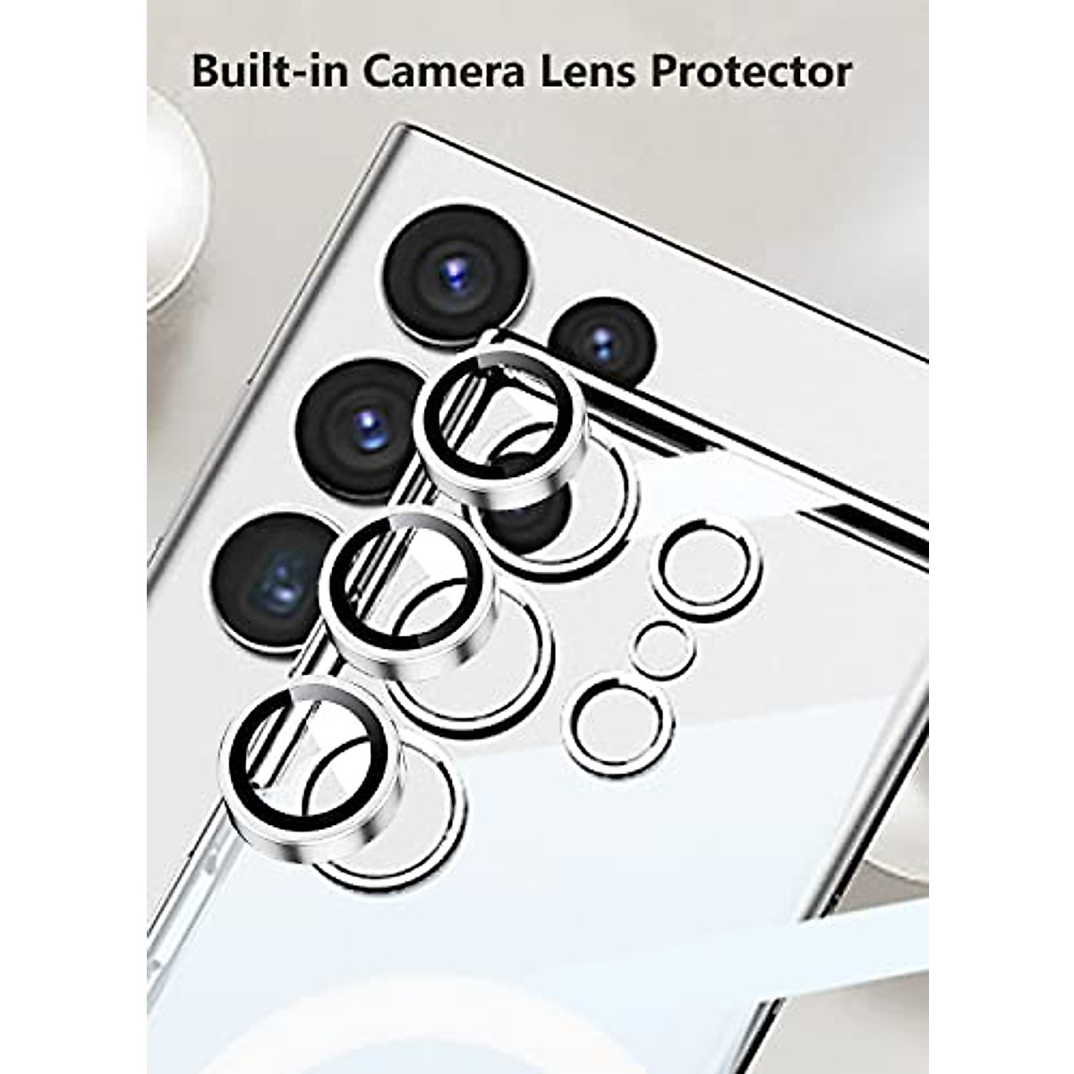 LZGHOYF Galaxy S23 Ultra Case, Clear Case for Samsung Galaxy S23 Ultra Built-in Camera Lens Protector Magnetic Case Compatible with MagSafe Elegant Protection Case Cover - Gold