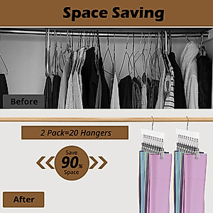 Leggings Organizer for Closet Hanging, 2 Packs Wooden Pants Hangers Hold Up to 20 Shorts, 360° Swivel Space Saving Closet Hanging Organizer for Hats, Underpants, Scarfs, White