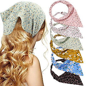 TOBATOBA Hairband, 6Pcs Floral Chiffon Elastic Head Scarf Headbands for Women, Fashion Hair Cottagecore Accessories for Women Girls